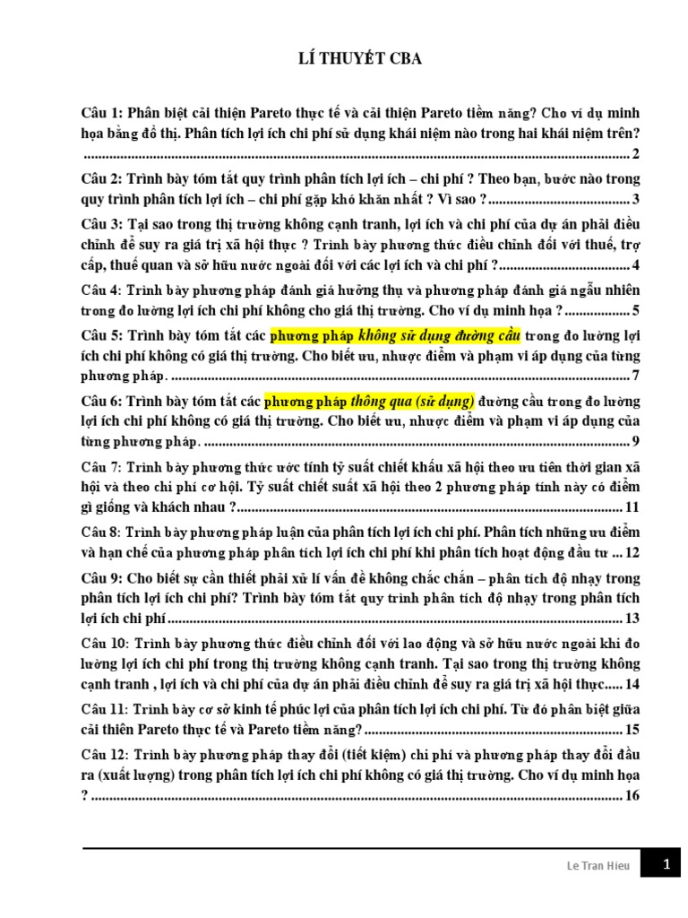 Lý thuyết CBA - Le Tr Hieu | PDF
