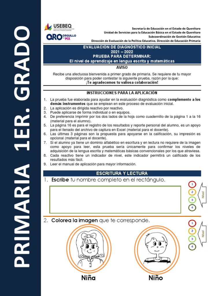 Instrumento Primaria 1er Grado | PDF | Evaluación | Palabra
