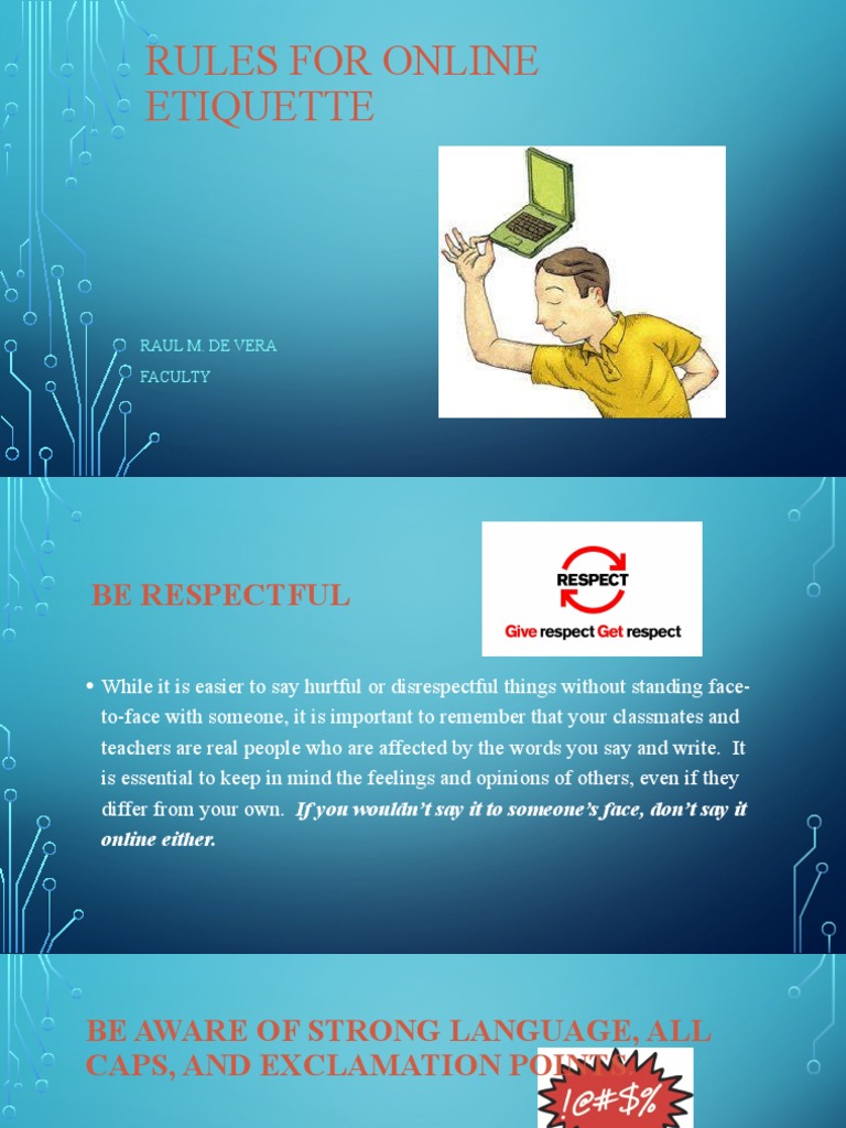 Rules For Online Etiquette: Raul M. de Vera Faculty | PDF | Educational ...
