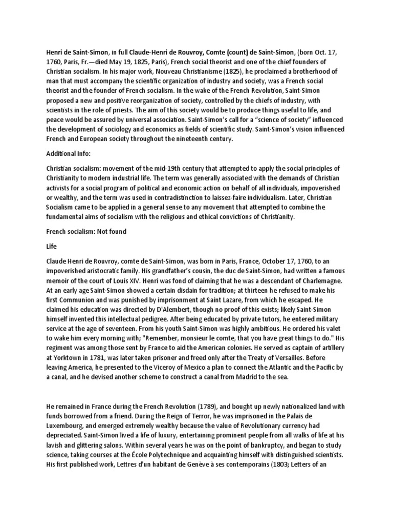 Henri de Saint Simon | PDF | Philosophical Theories