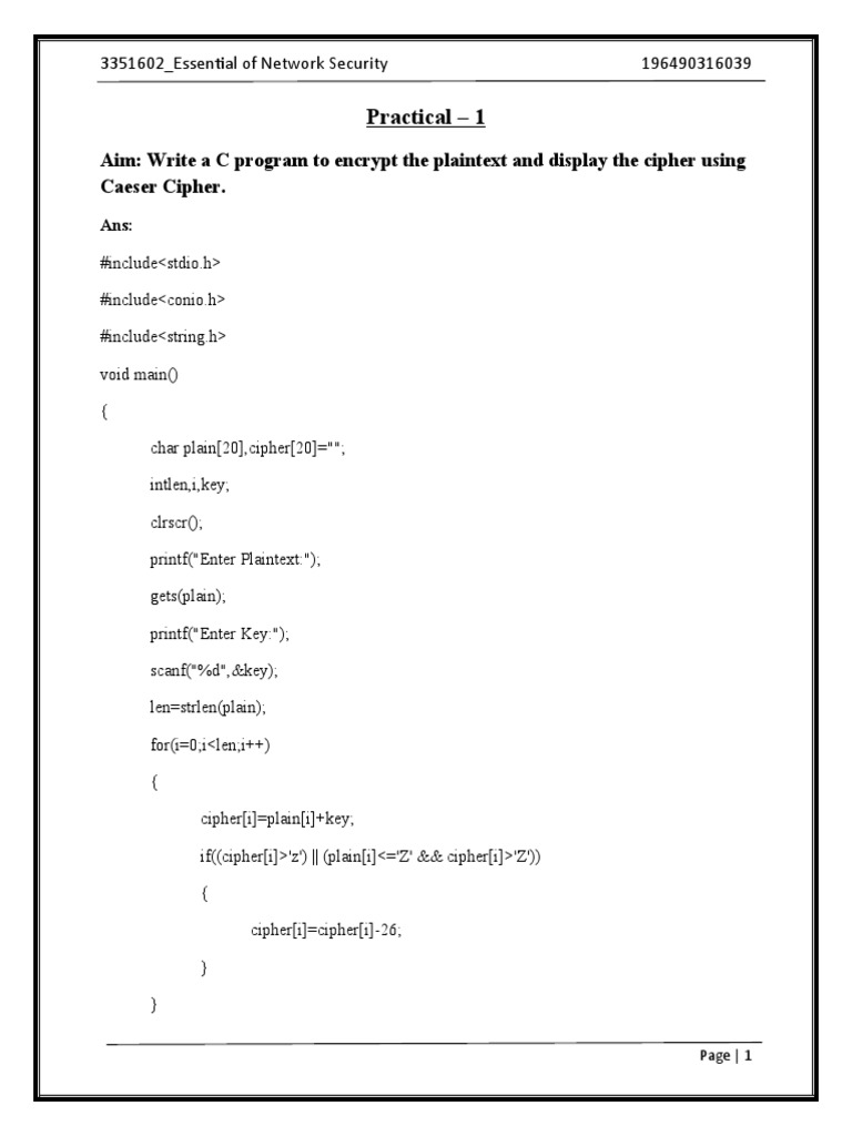 Practicals ENS | PDF | Encryption | Cipher