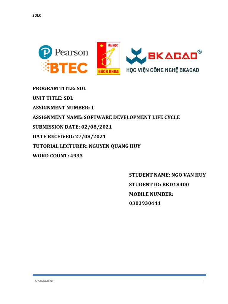 SDLC Assignment 1 BKC18400 | PDF | Software Development Process | Feasibility Study