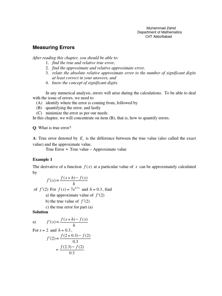 Measuring Error | PDF | Approximation | Function (Mathematics)