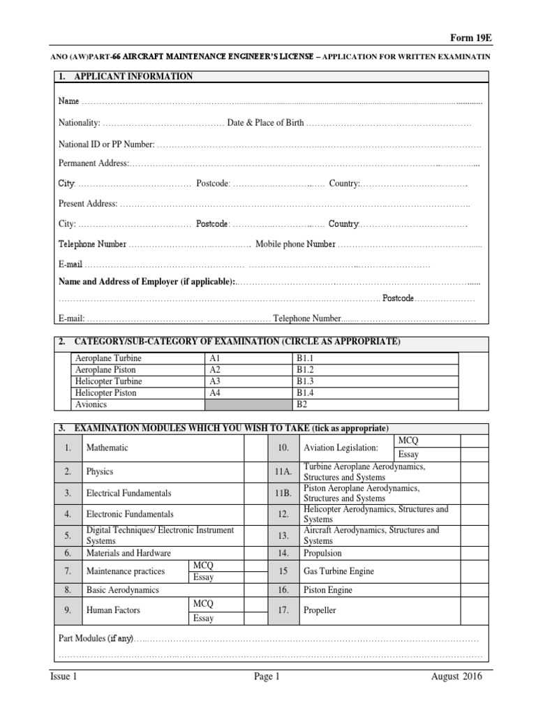 Form 19E | PDF | Airplane | Identity Document