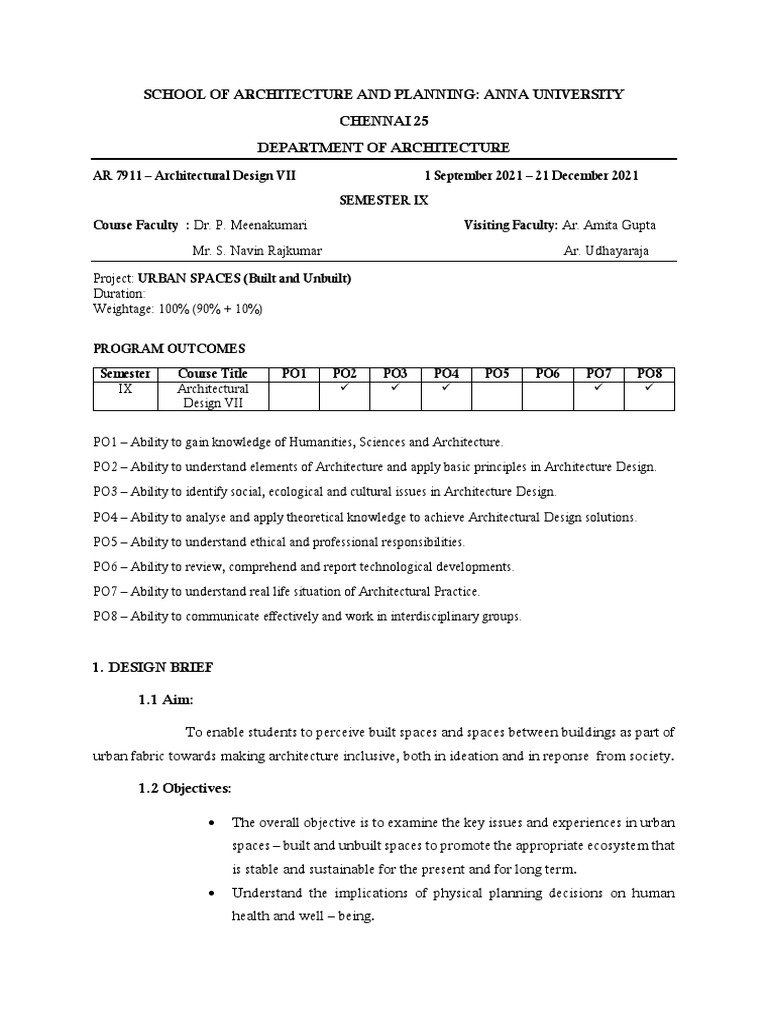 School of Architecture and Planning: Anna University Chennai 25 ...