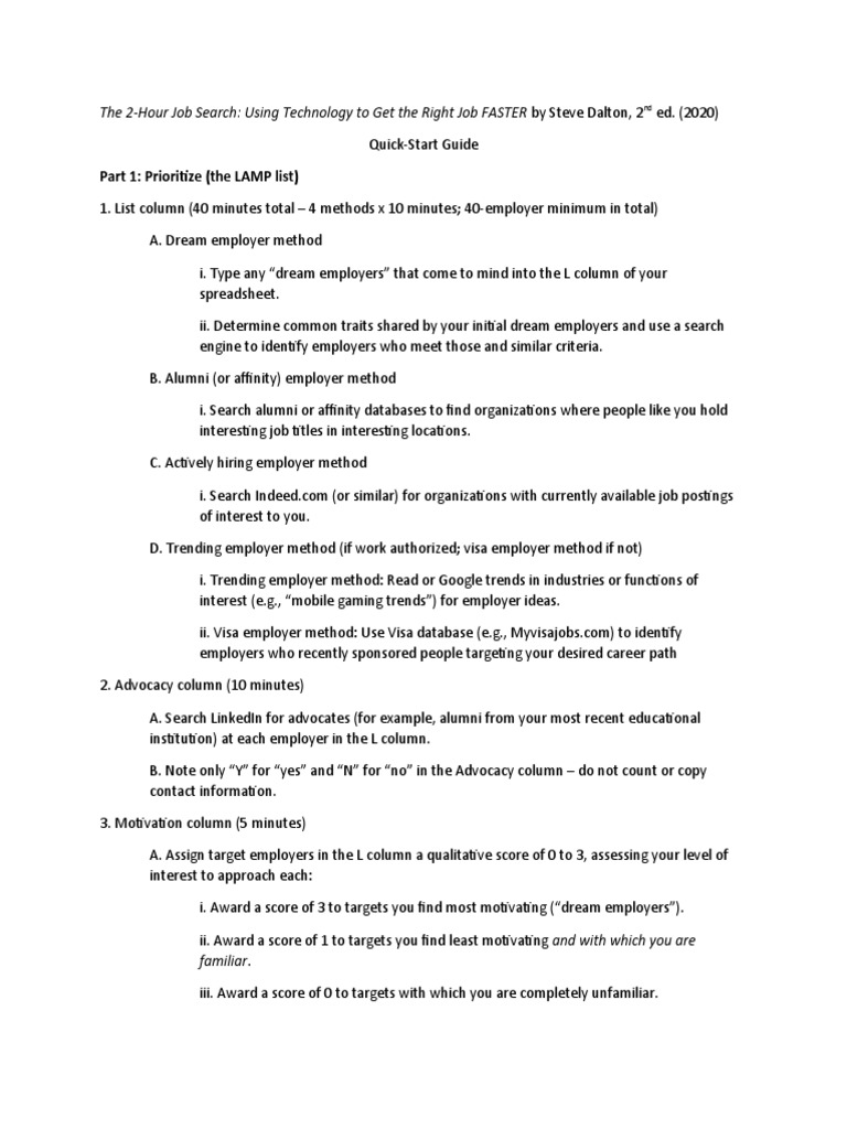 2-Hour Job Search Summary | Download Free PDF | Linked In | Employment