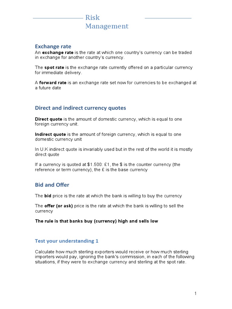 Risk Management: Exchange Rate | PDF | Yield Curve | Option (Finance)