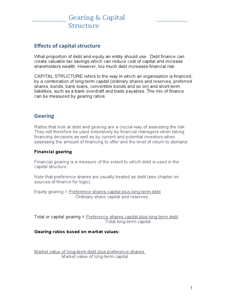 (Lecture 10 & 11) - Gearing & Capital Structure | PDF | Cost Of Capital ...