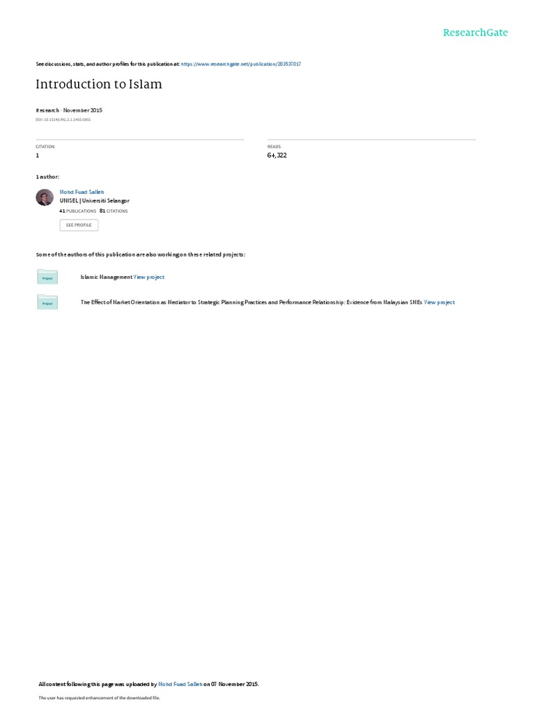 Introduction To Islam Part 1 Pdf Prophets And Messengers In Islam God