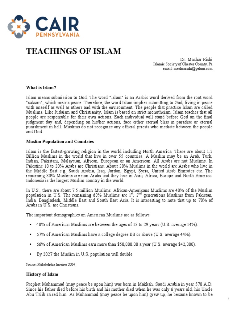 Fundamental Teachings of Islam | PDF | Prophets And Messengers In Islam ...