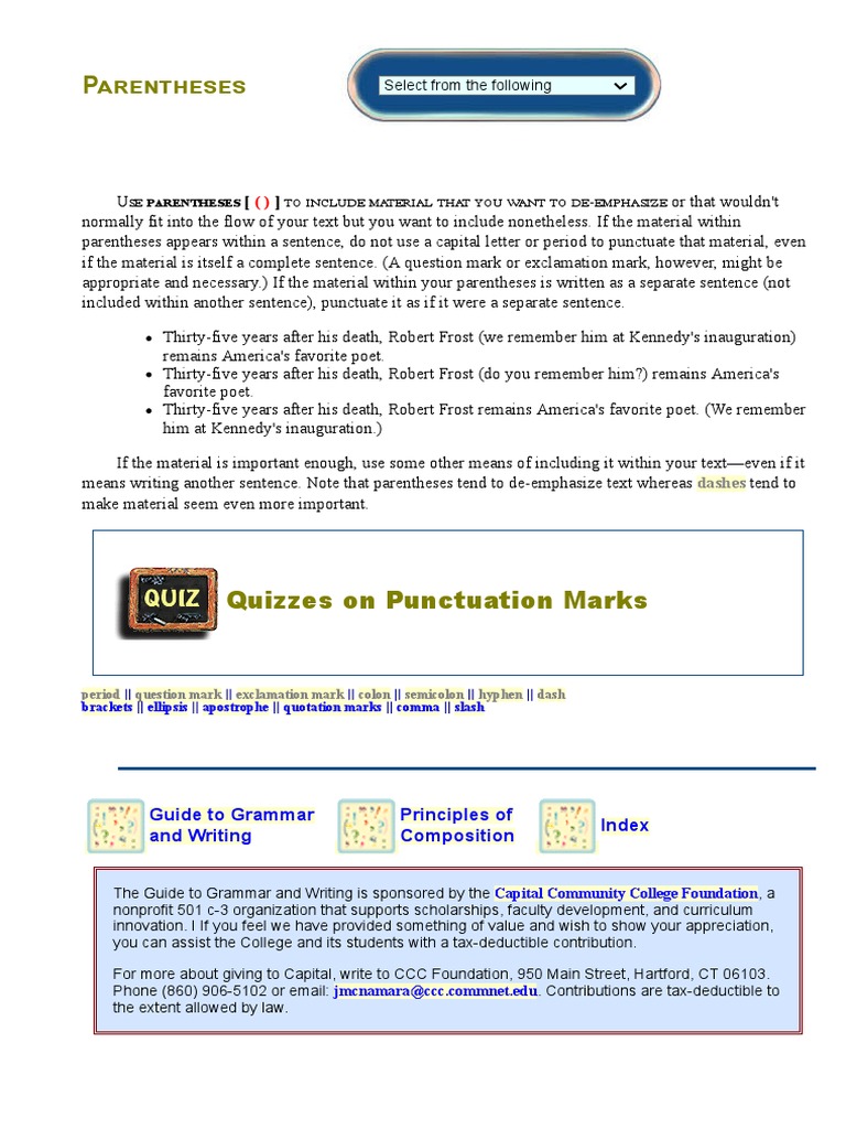 Quizzes On Punctuation Marks: Guide To Grammar and Writing Principles ...