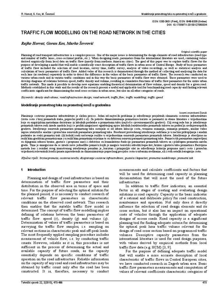Traffic Flow Modelling On The Road Network in The | PDF | Traffic ...