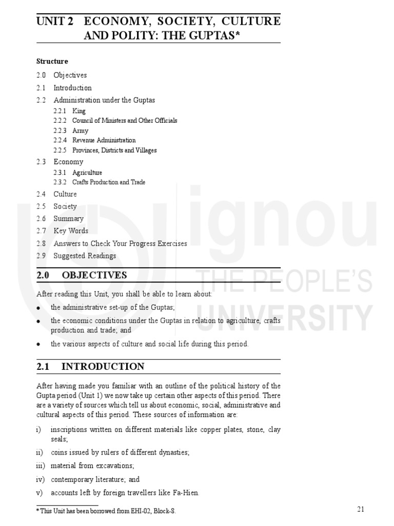 Unit-2 Economy, Society, Culture and Polity The Guptas | PDF | Sanskrit ...