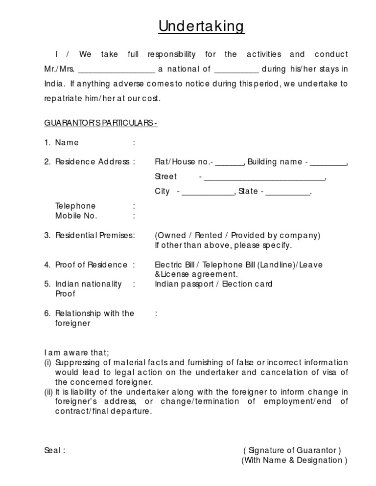 Undertaking Format | PDF | Social Science
