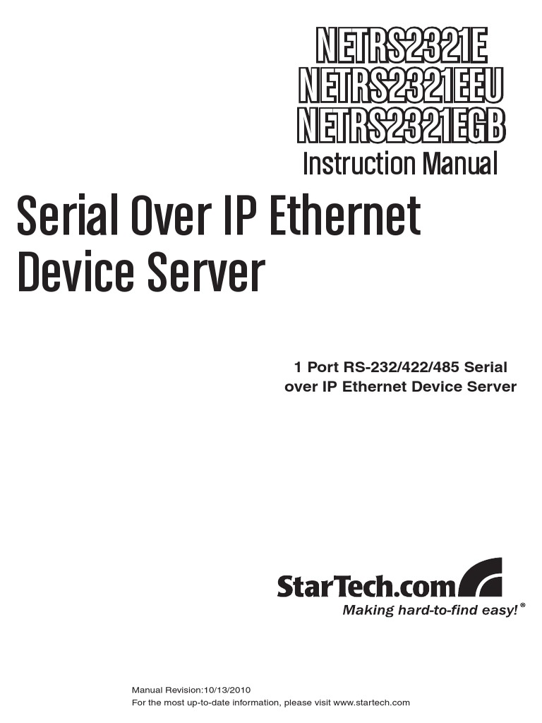 Serial Over IP Ethernet Device Server: Instruction Manual | PDF | Port ...