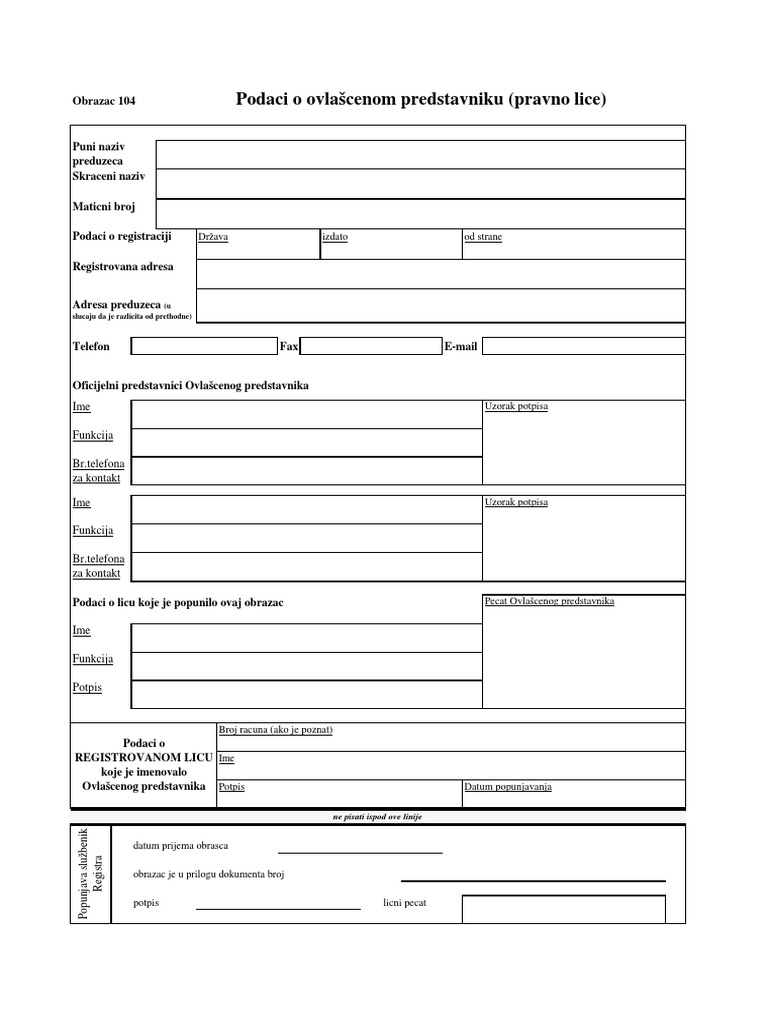 Obrazac 104 | PDF