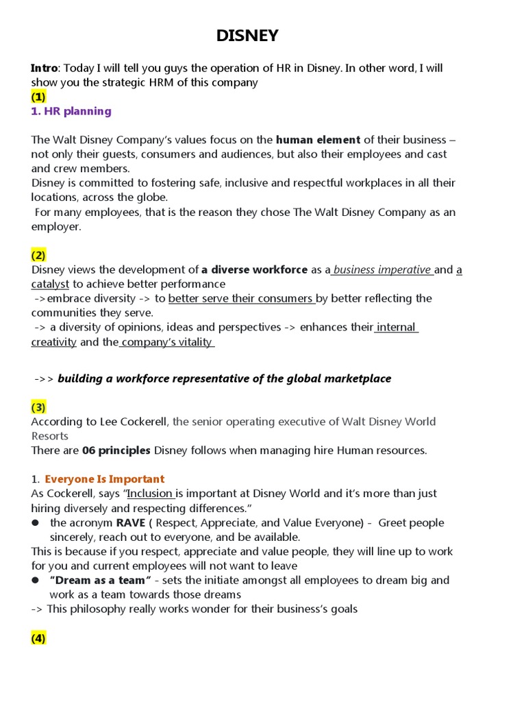 Disney: 1. HR Planning | PDF | Recruitment | Human Resource Management