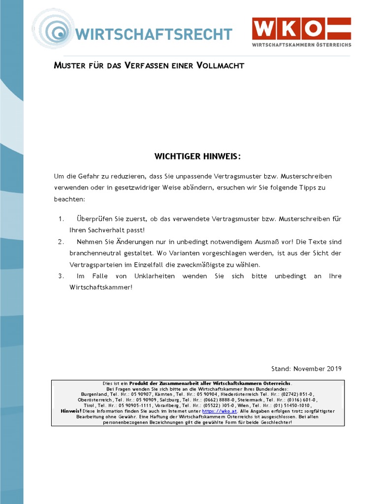 Vorlage Für Ein Vollmachtsschreiben