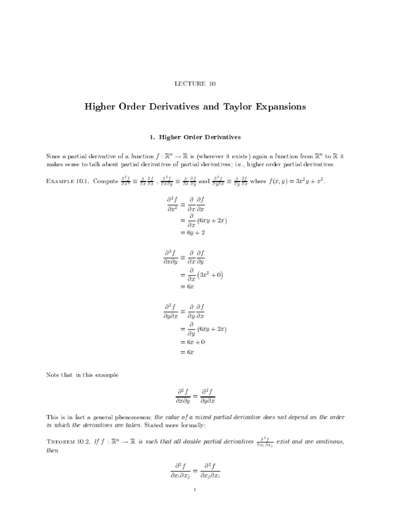 Higher Order Derivatives and Taylor Expansions: Example | PDF ...