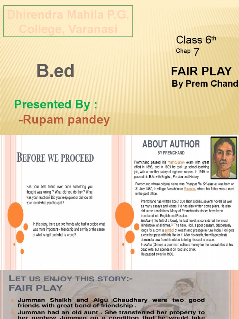 Rupam Class 6 Chapter 7 Fair Play | PDF