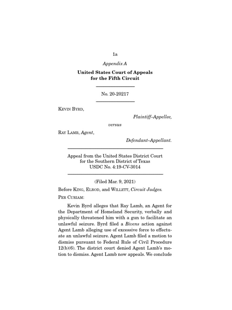 Complaint 1983 & Bivens (SCOTUS) | PDF | Bivens V. Six Unknown Named ...