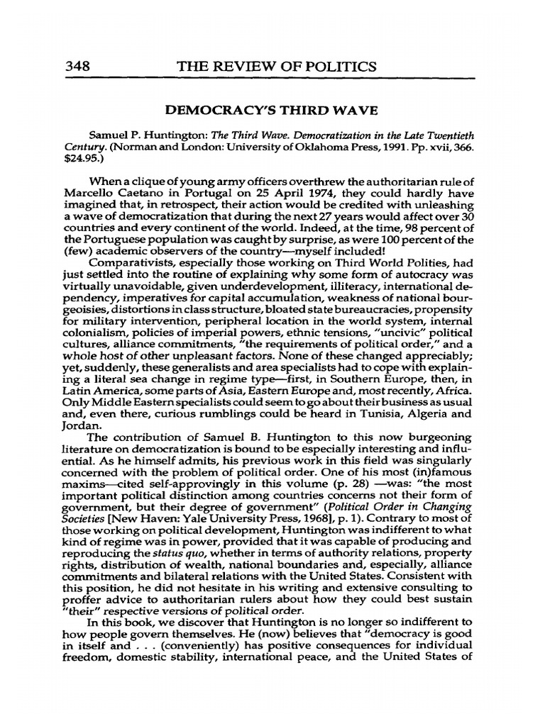 348 The Review of Politics: Democracy'S Third Wave | PDF ...