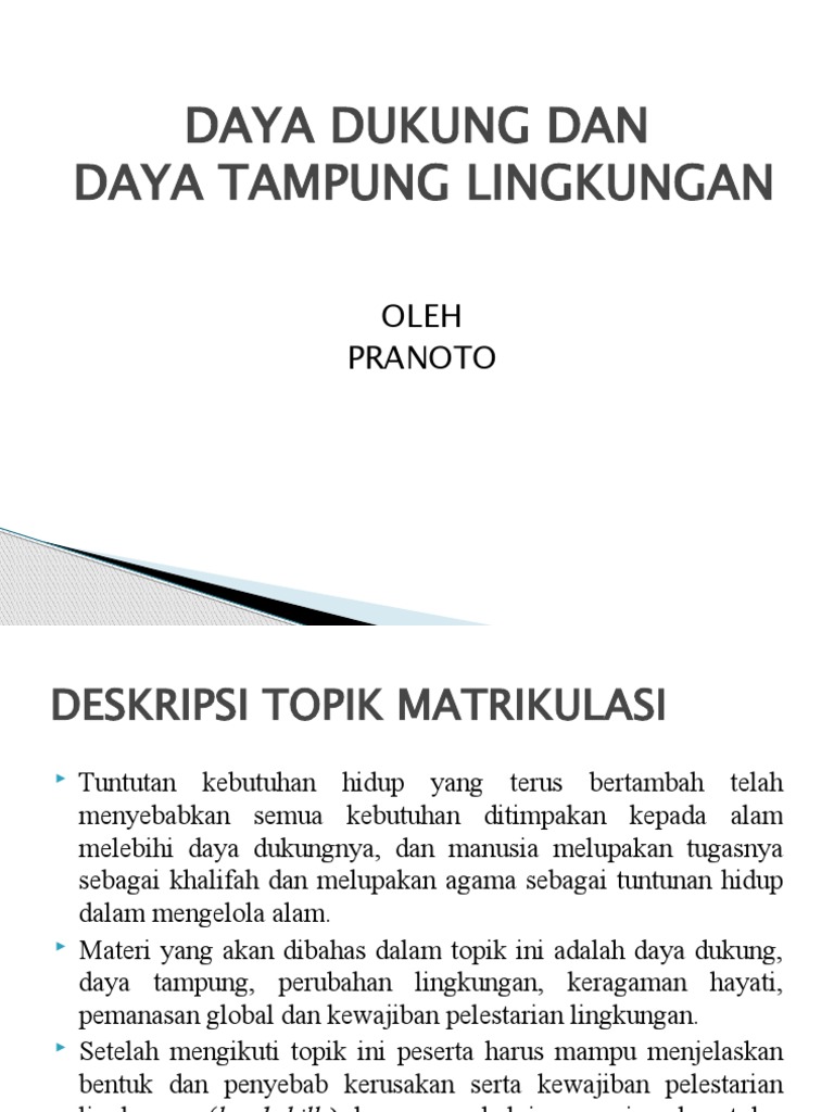 Daya Dukung Dan Daya Tampung Lingkungan | PDF