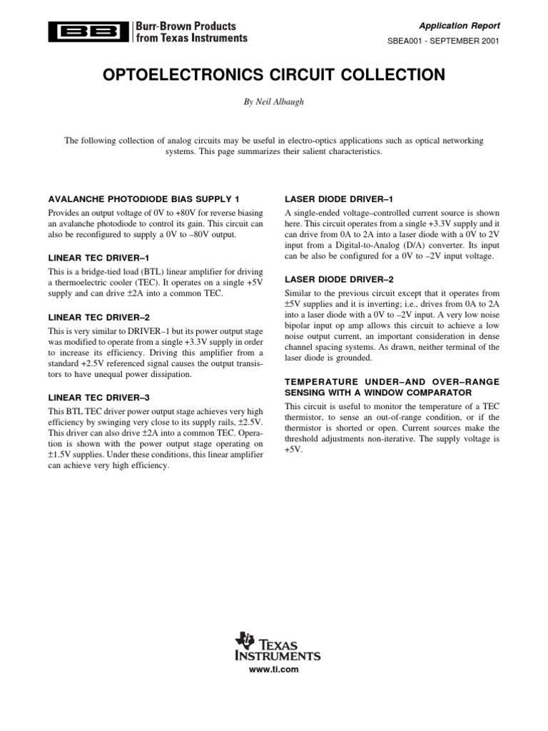 Optoelectronics Circuit Collection | PDF | Amplifier | Operational ...