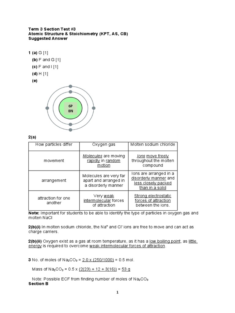 Section Test 1 - Stoichiometry & Chemical Bonding MS | PDF | Ion ...