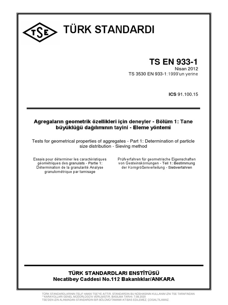 TS en 933 1 | PDF