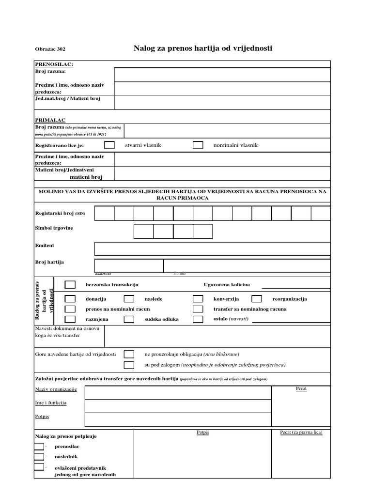 Obrazac 302 | PDF