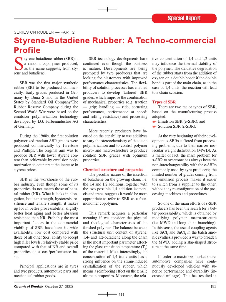 Styrene-Butadiene Rubber Overview | PDF | Polymers | Copolymer