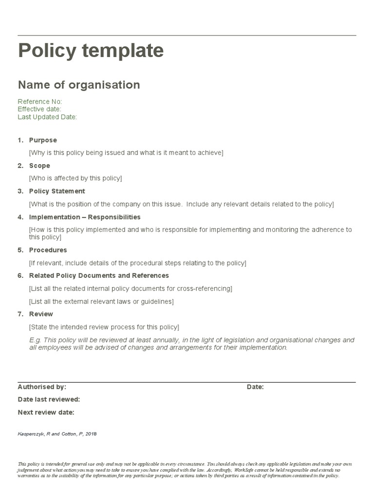 Policy Template: Name of Organisation | PDF | Finance & Money Management