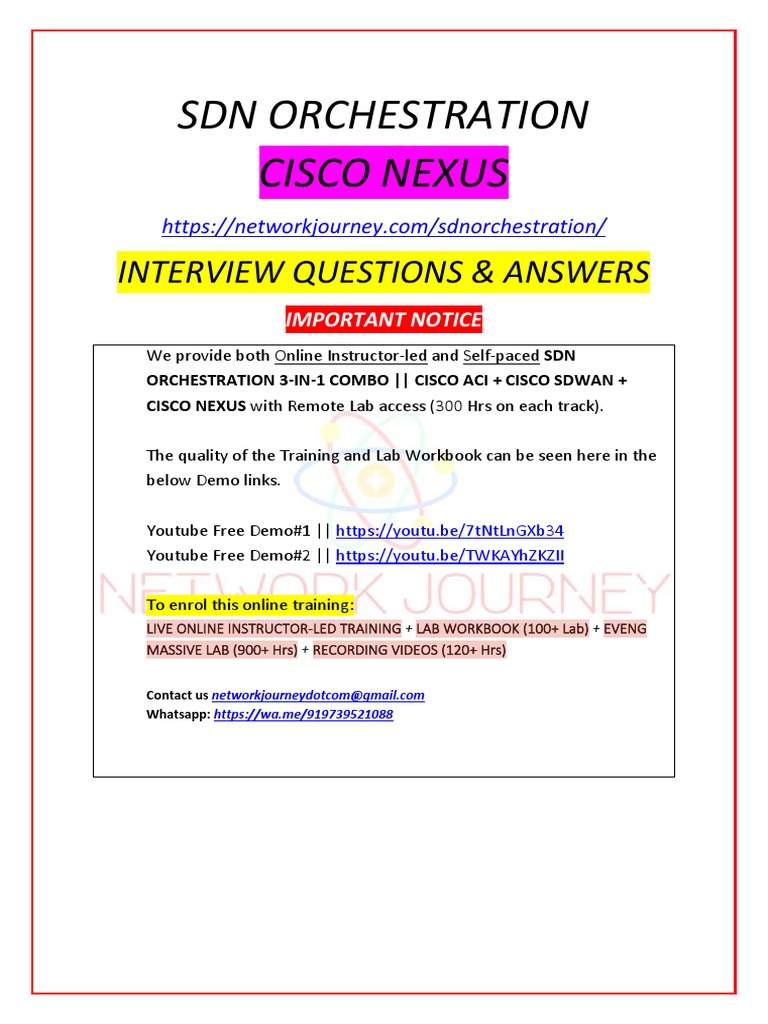 SDN Orchestration Cisco Nexus: Interview Questions & Answers | PDF ...