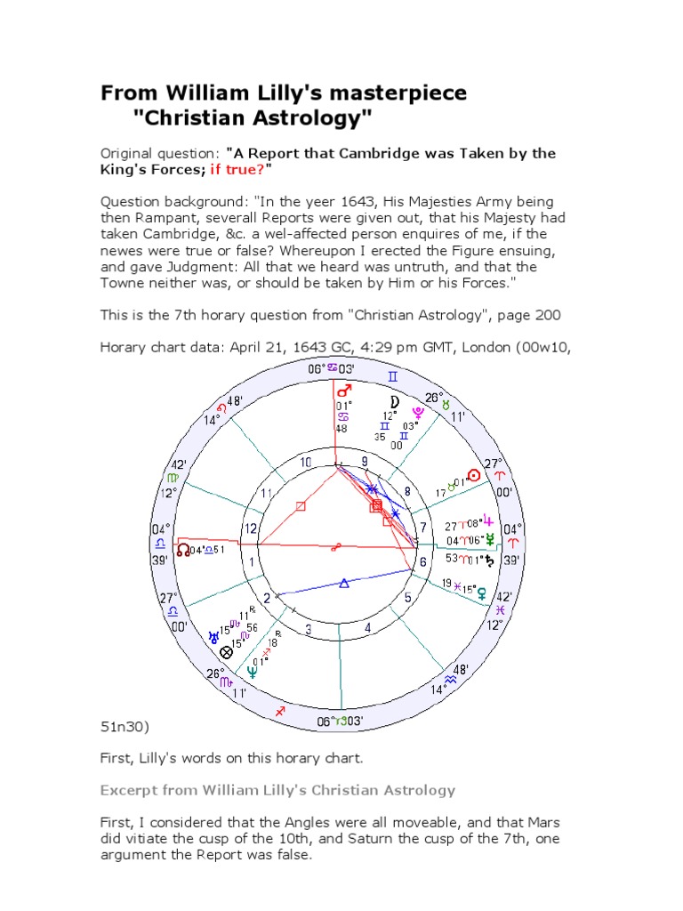 Horary Questions - William Lilly | PDF | Alchemy | Planets In Astrology