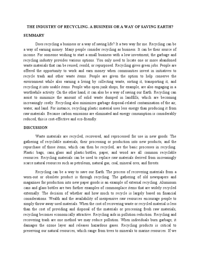 Case Study. | PDF | Recycling | Waste