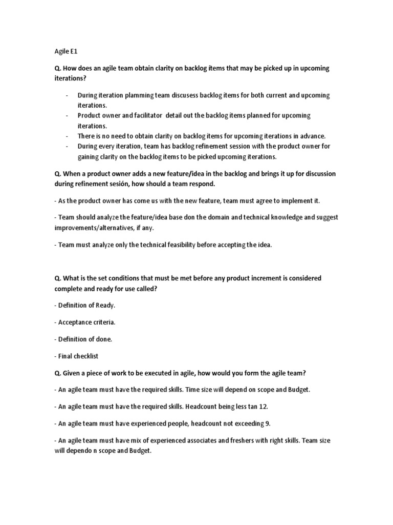 Agile Questions | PDF | Scrum (Software Development) | Computing