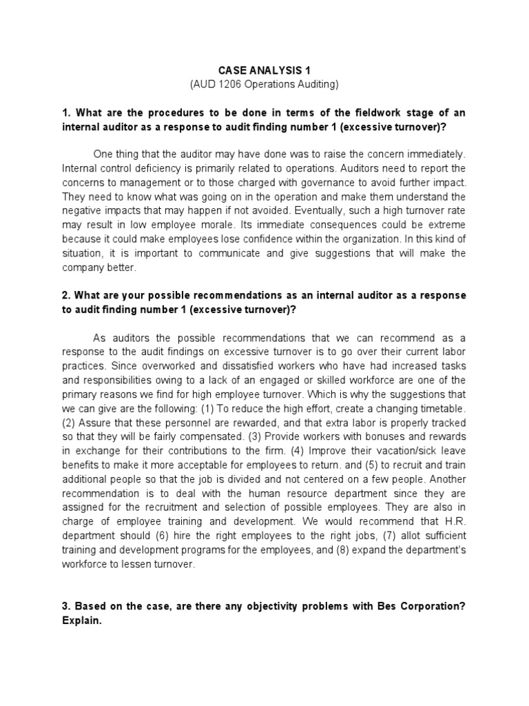 Case 1 | PDF | Audit | Internal Audit