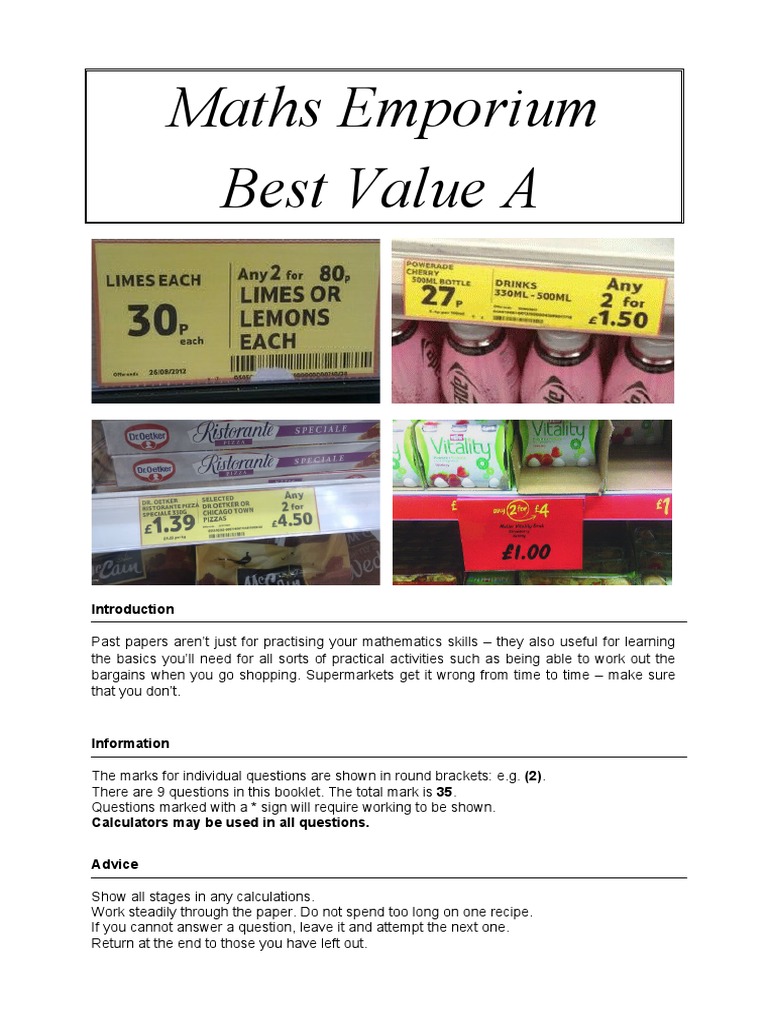 GCSE 1MA1 - Best Value For Money A | PDF