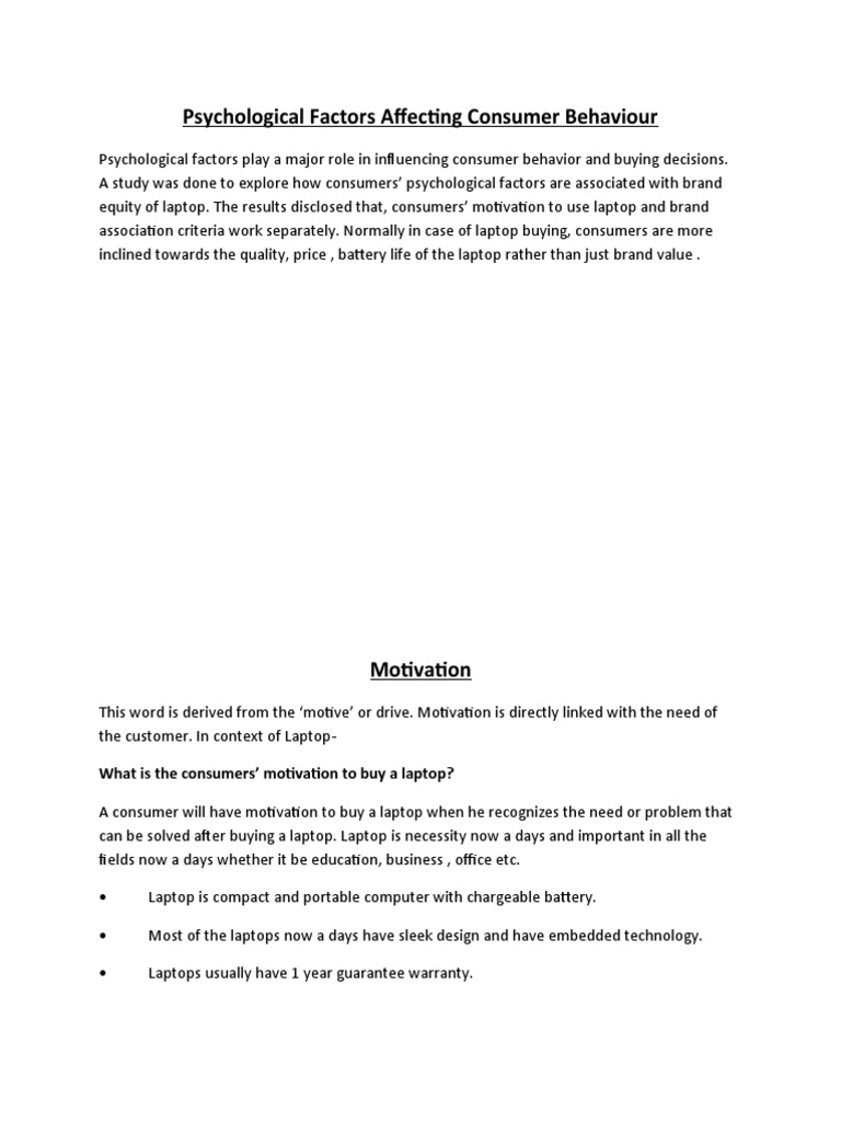 Psychological Factors Affecting Consumer Behaviour | PDF | Attitude ...