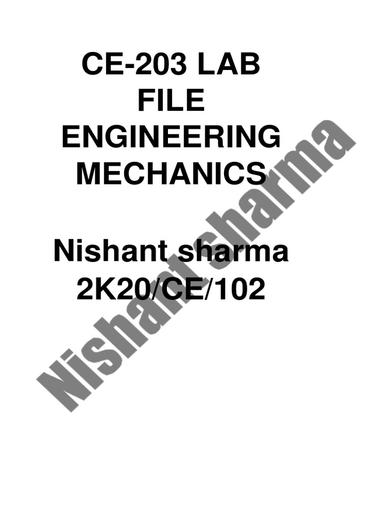 CE-203 LAB File Engineering Mechanics Nishant Sharma 2K20/CE/102 | PDF ...