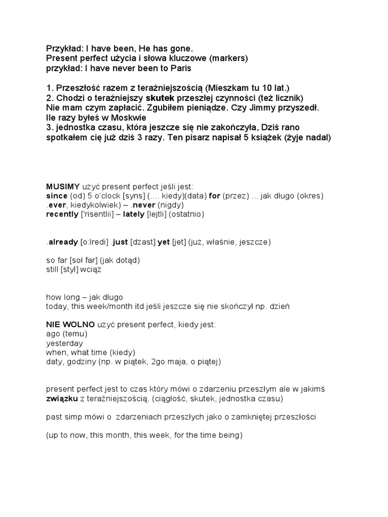 Present Perfect Key-Words | PDF