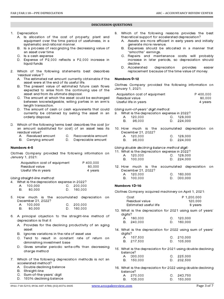 Aud Application 2 - Handout 3 Depreciation (UST) | PDF | Depreciation ...