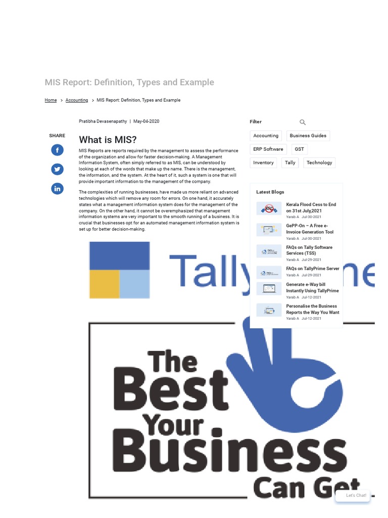 MIS Report - Definition, Types and Example - Tally Solutions | PDF ...