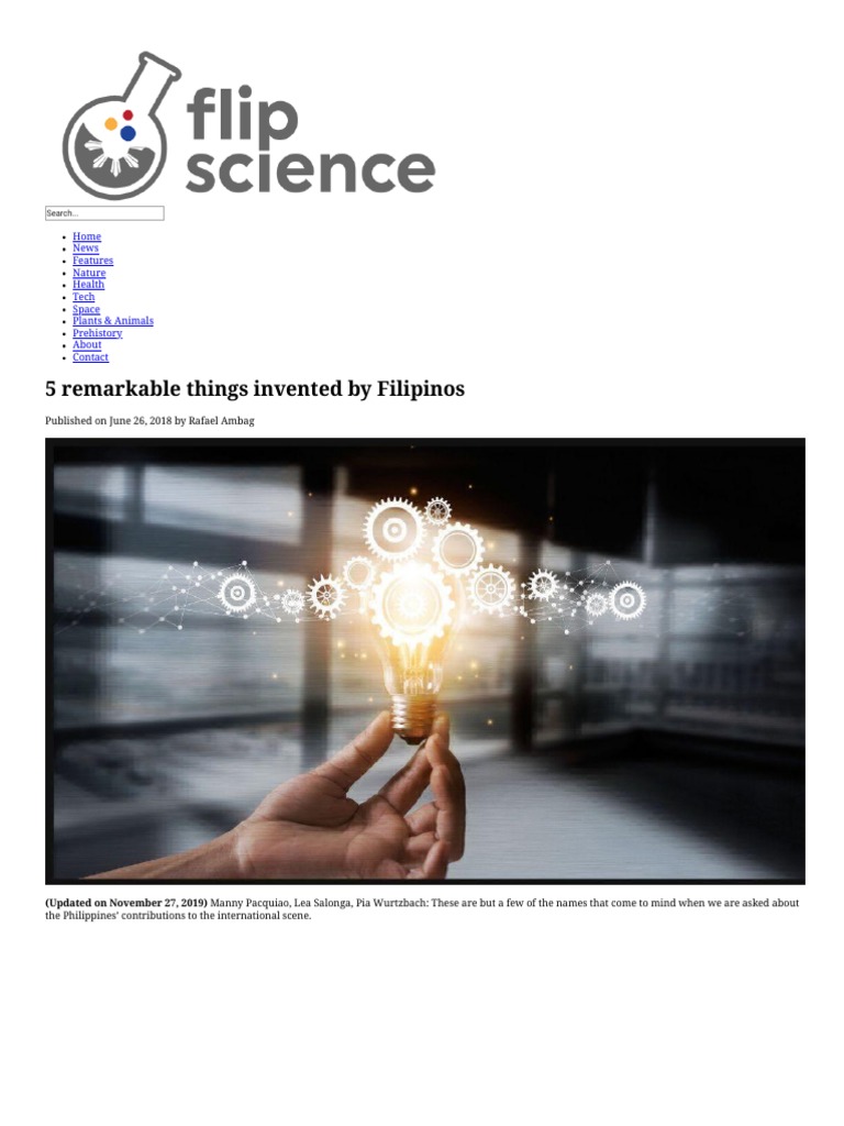 5 Remarkable Things Invented by Filipinos - FlipScience - Top Philippine Science News and ...