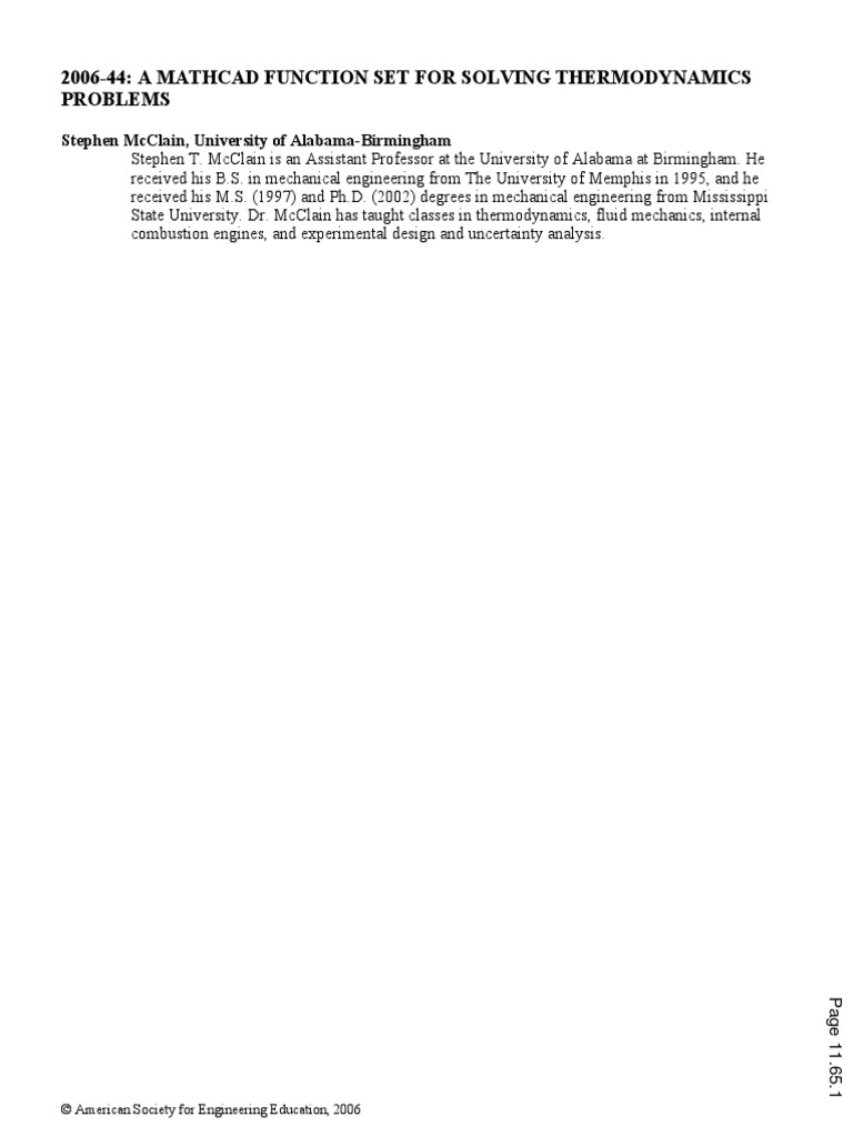 A Mathcad Function Set For Solving Thermodynamics Problems | PDF ...