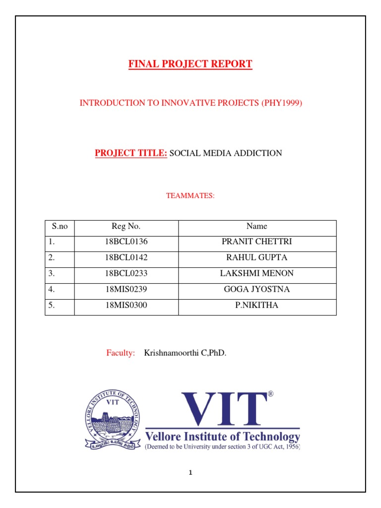 Final Project Report: Introduction To Innovative Projects (Phy1999 ...