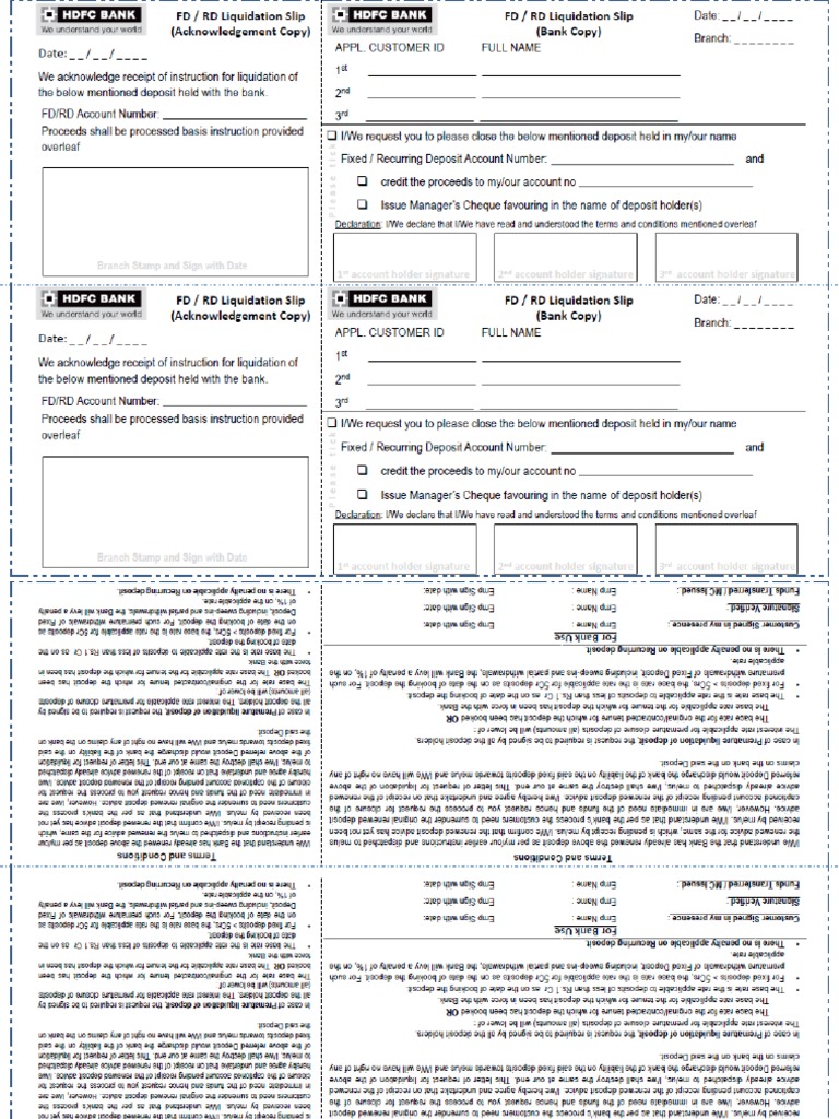 FD RD Liquidation Slip | PDF