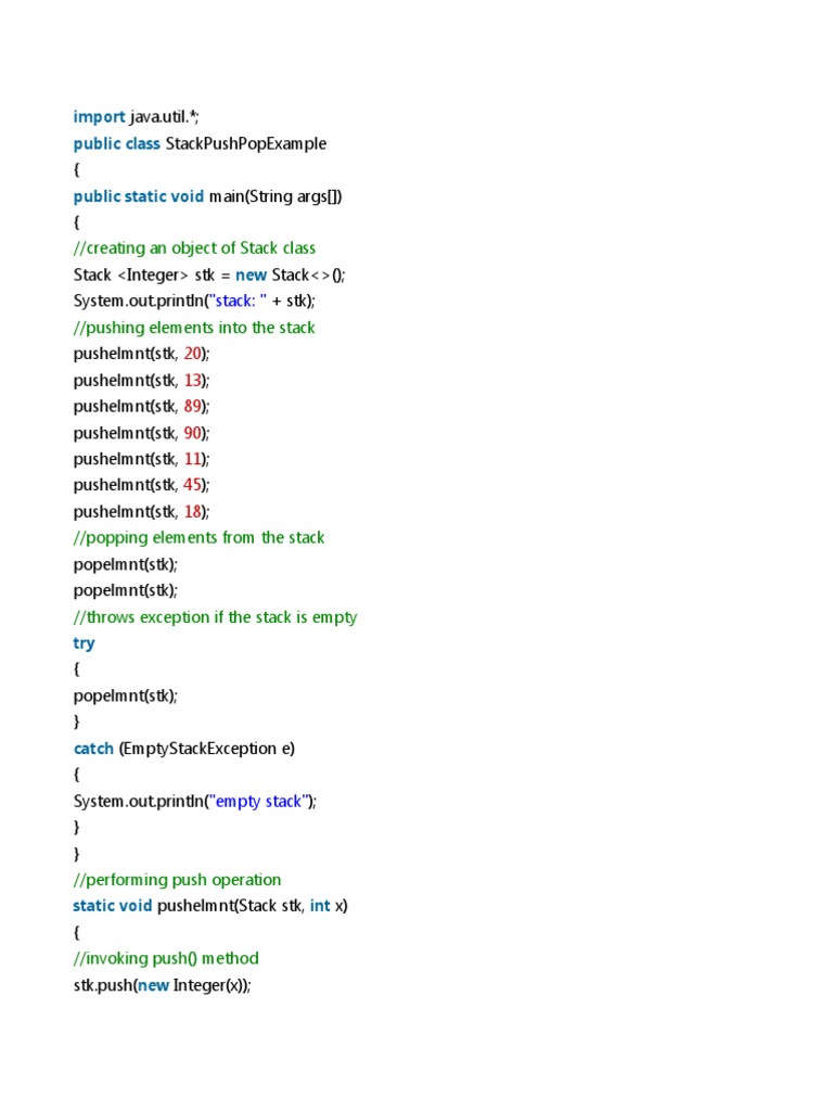 Import Public Class Public Static Void: //creating An Object of Stack ...
