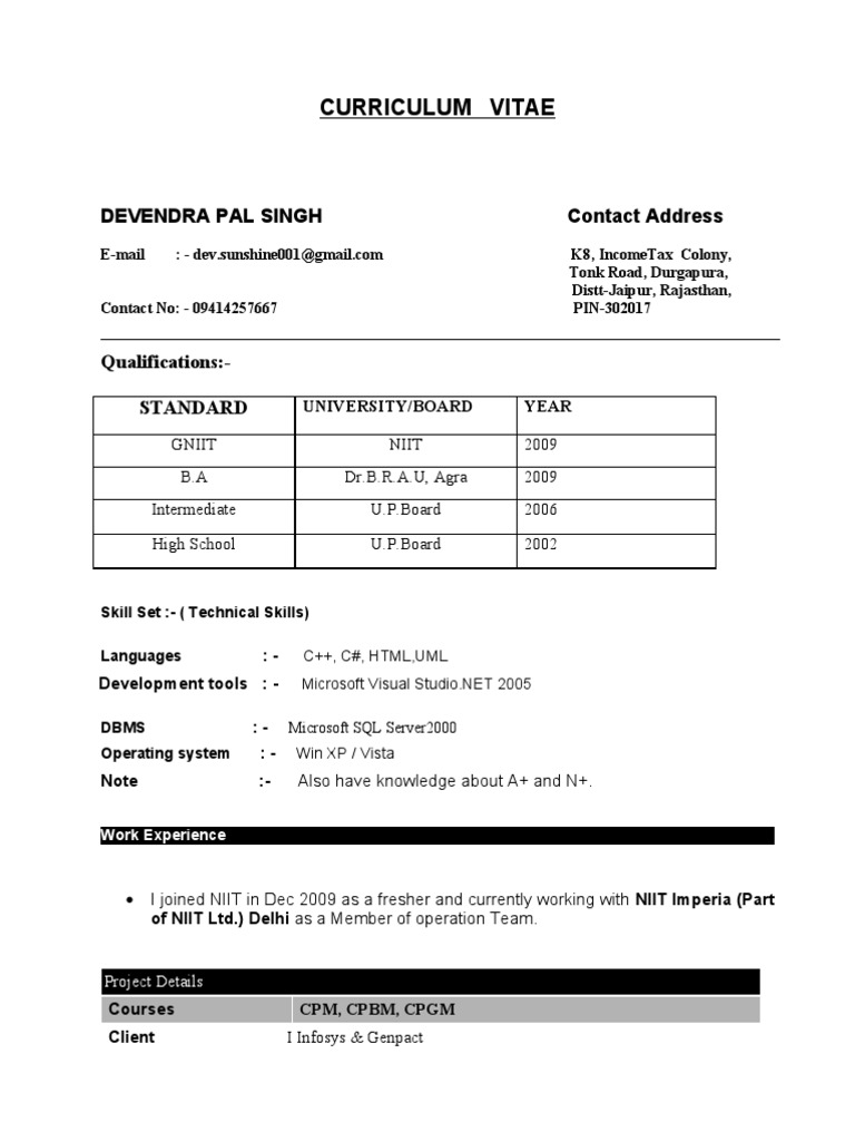 Devendra Pal Singh CV | PDF | Computing | Software